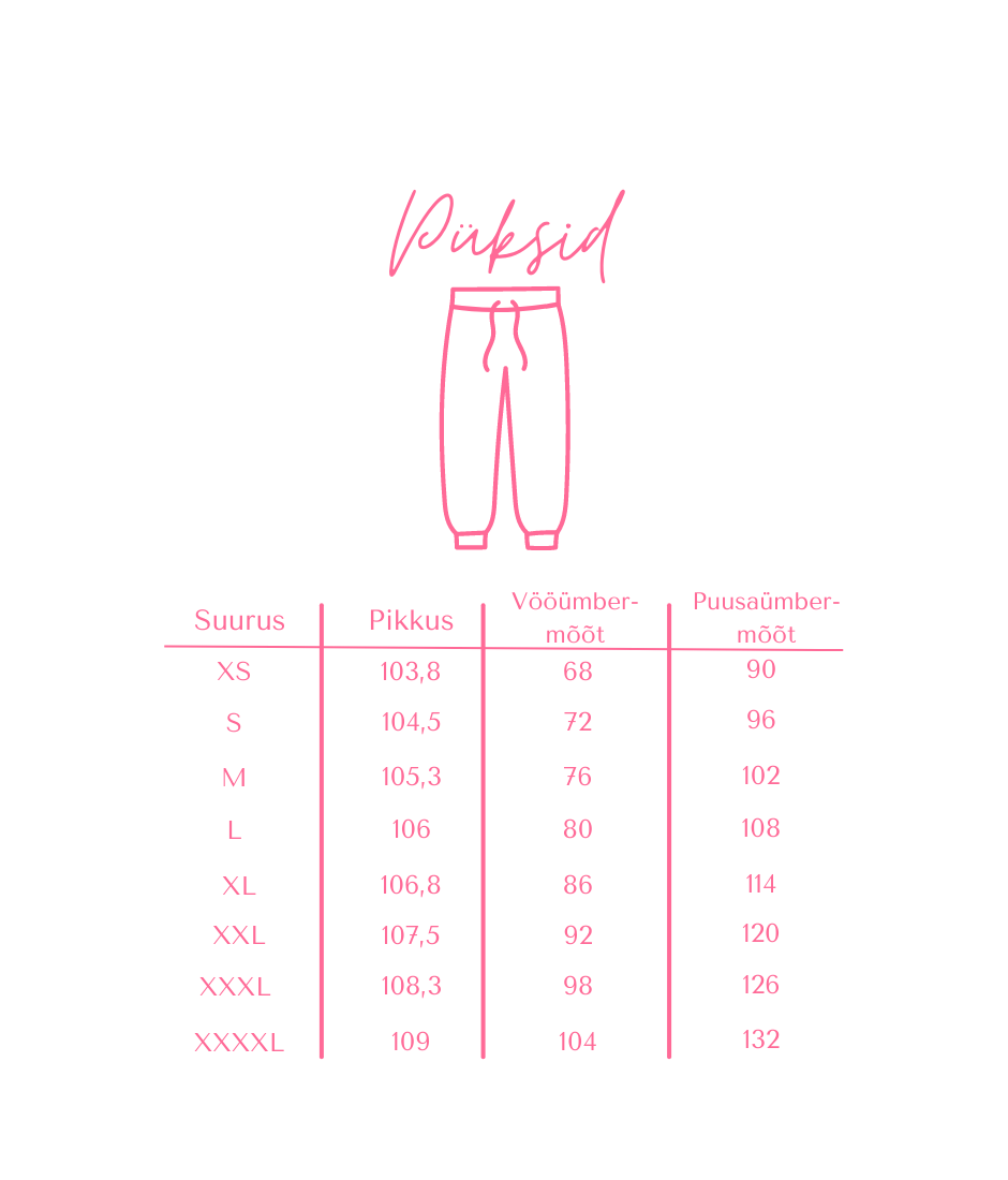 Suuruste tabel - ByBeatrice